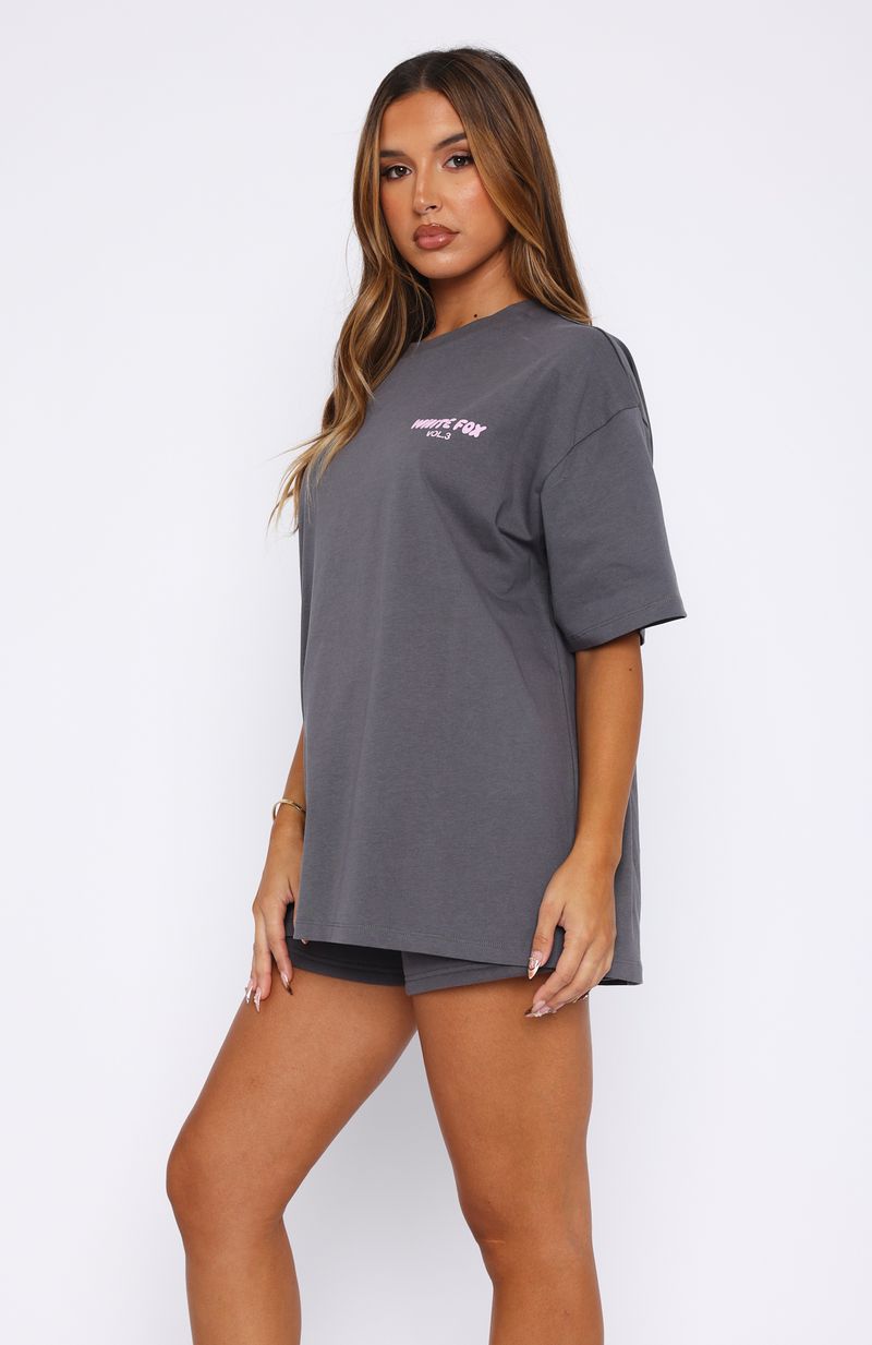 Offstage Back Graphic Oversized Tee Volcanic | White Fox Boutique UK