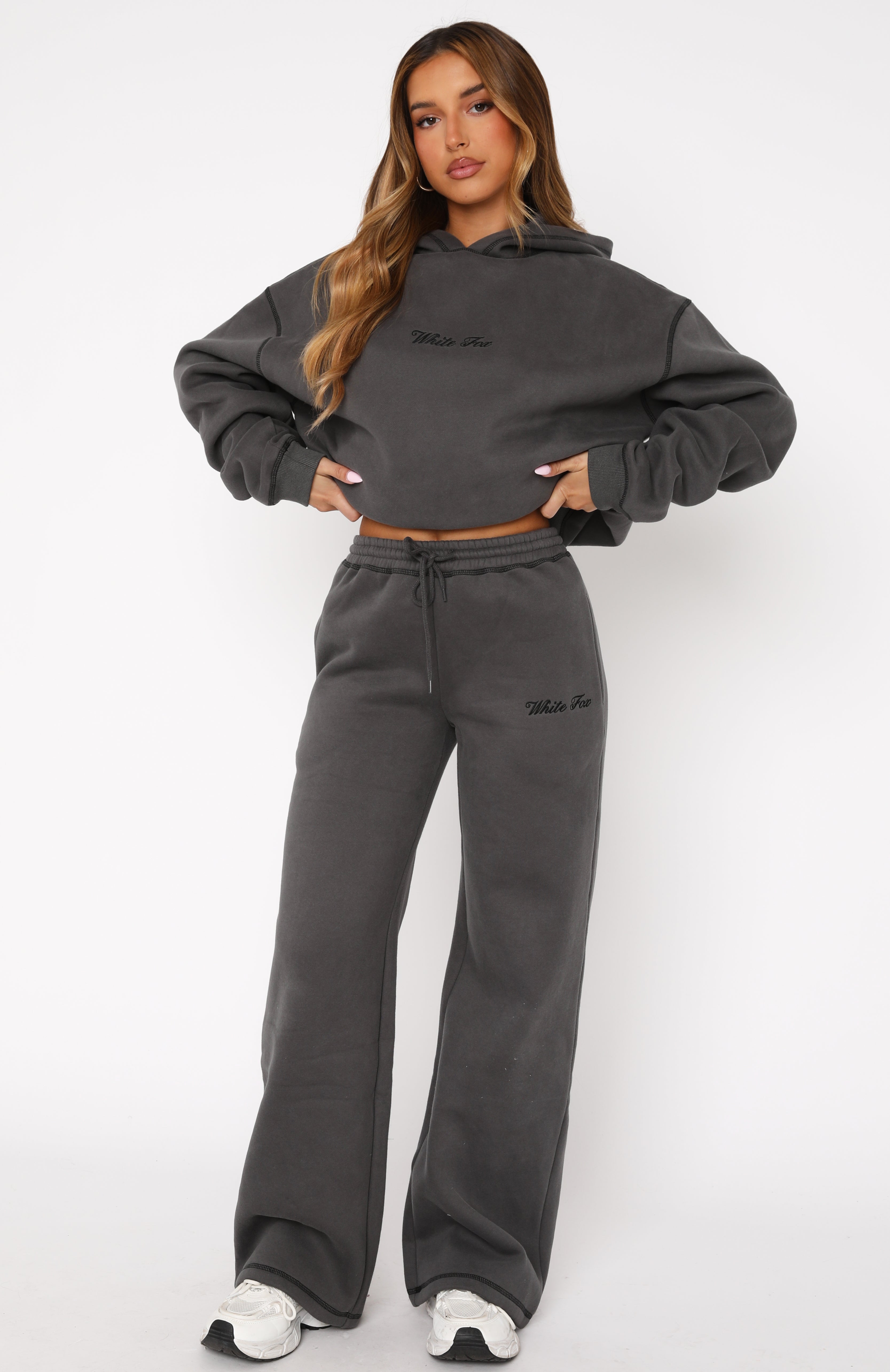 Instant Attraction Wide Leg Sweatpants Charcoal | White Fox Boutique UK
