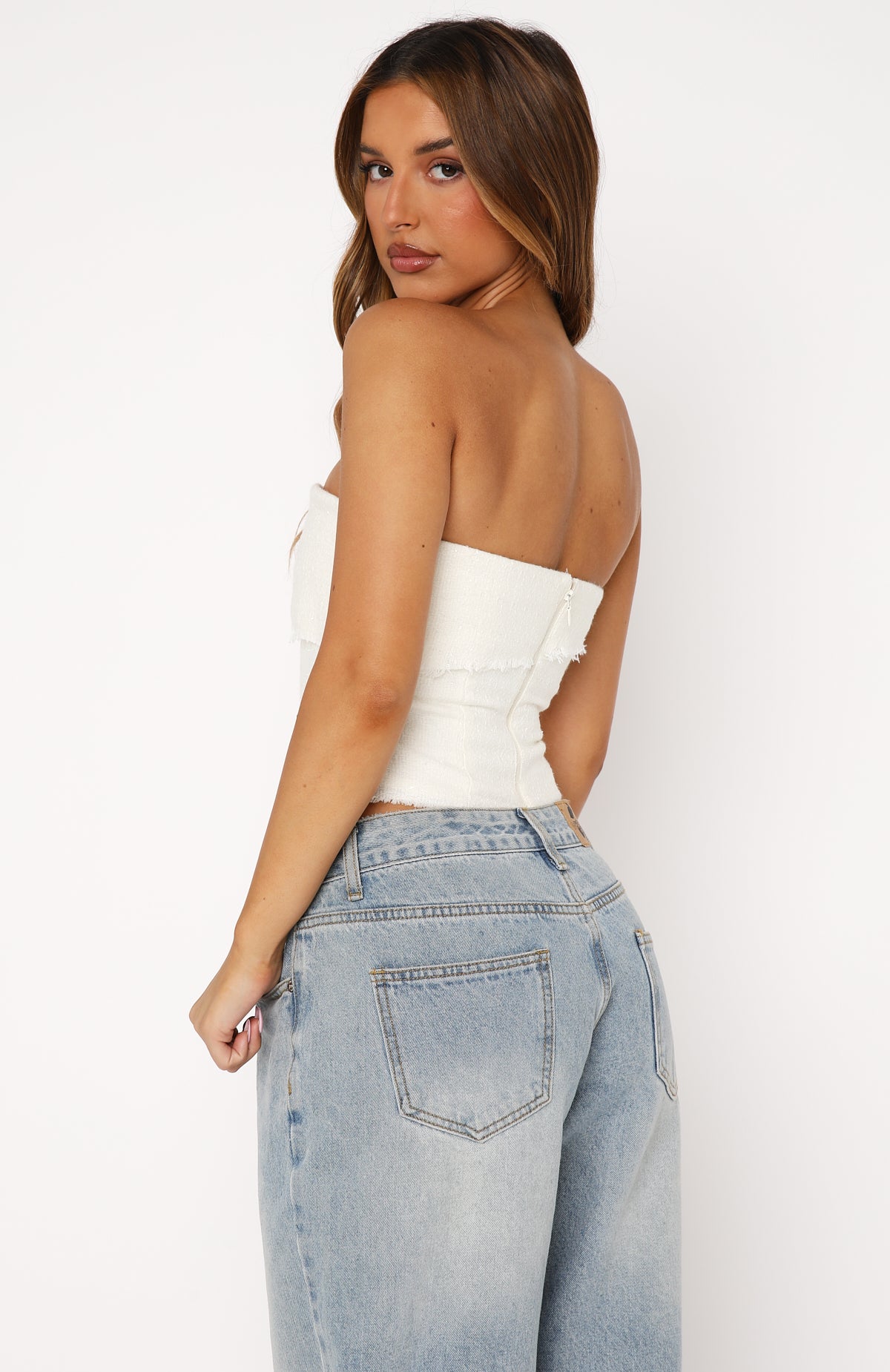 On The Outside Strapless Bustier Off White | White Fox Boutique UK