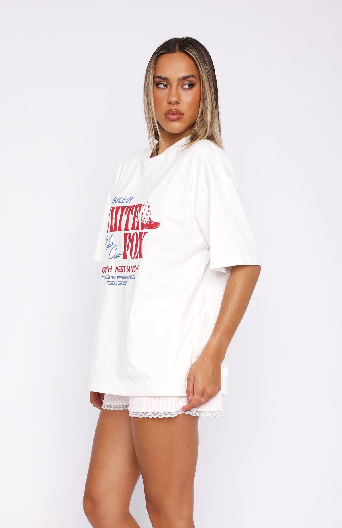 Capsule 9 Rodeo Crew Oversized Tee White | White Fox Boutique UK