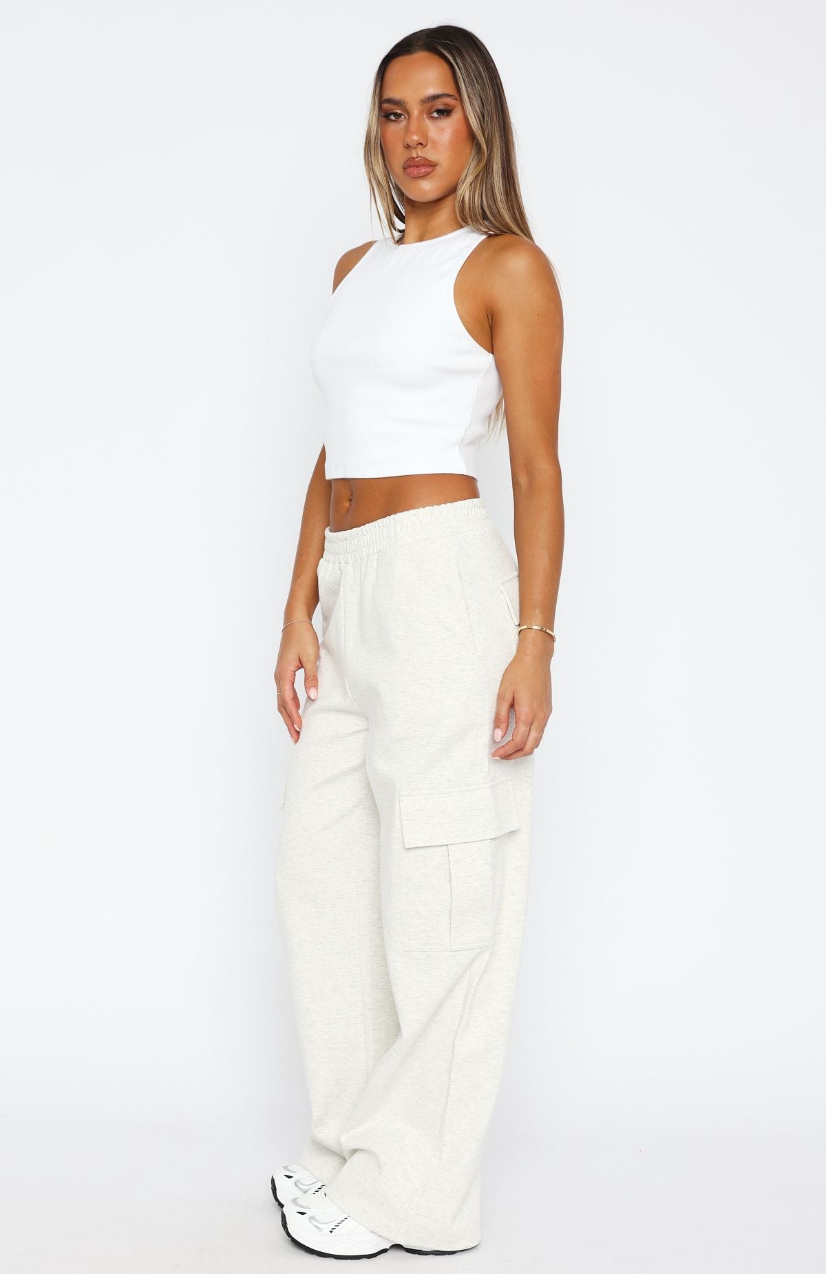 No Reason To Cry Track Pants Grey Marle | White Fox Boutique UK