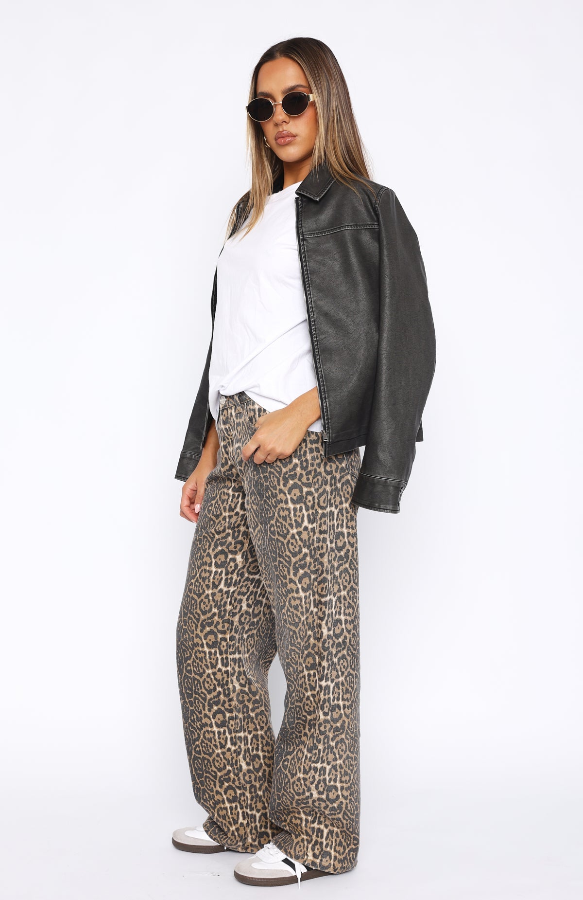 Stella Low Rise Wide Leg Jeans Leopard | White Fox Boutique