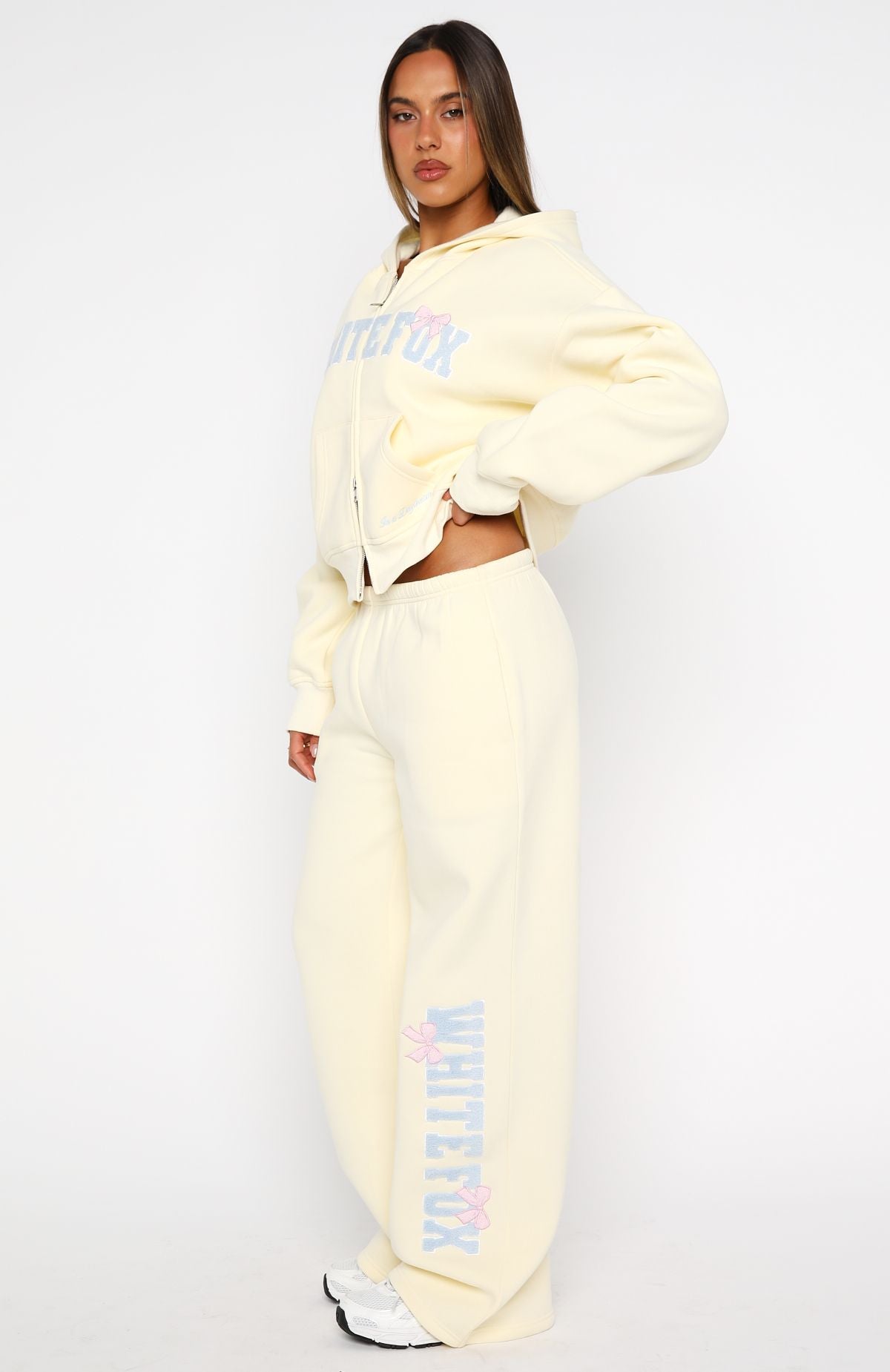 Daydreamers Madeline Wide Leg Sweatpants Lemon | White Fox Boutique UK