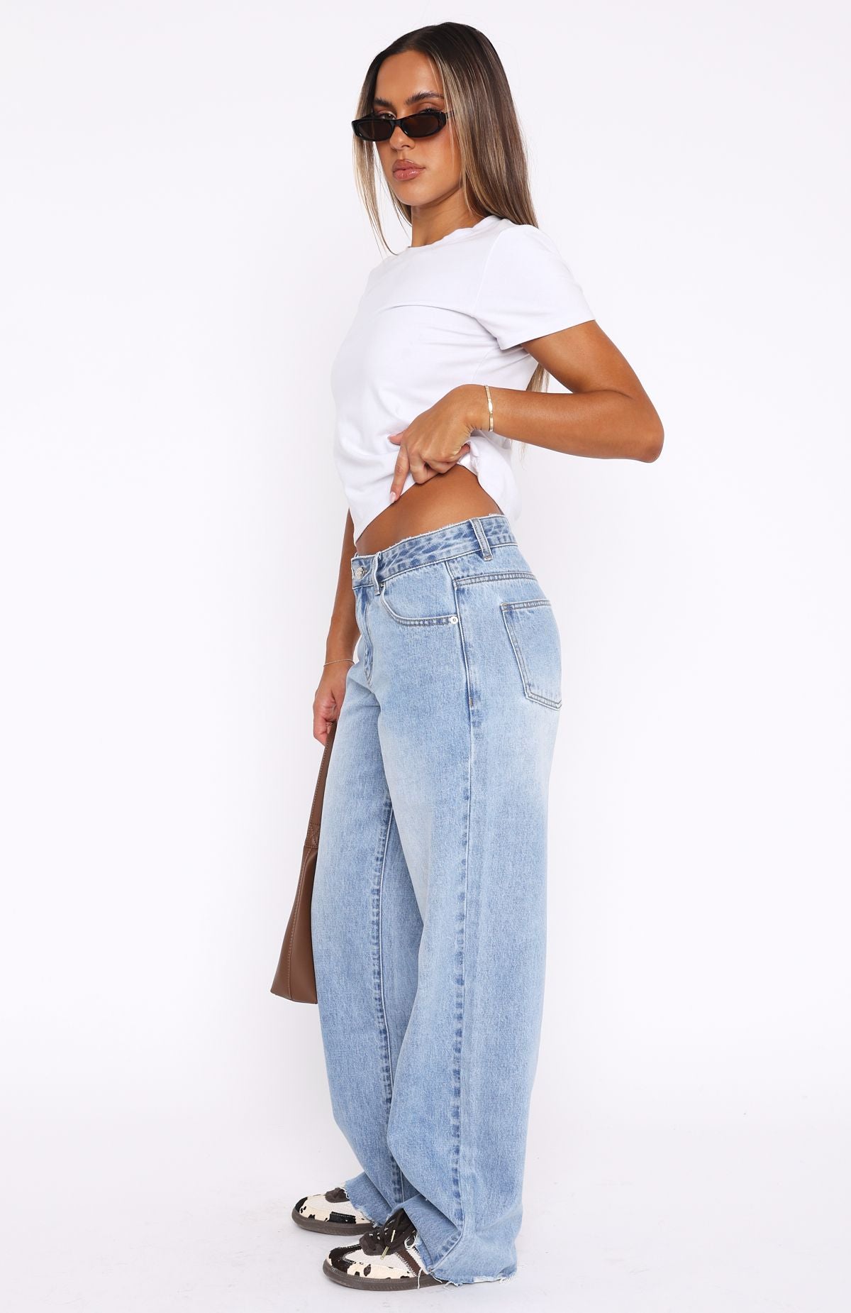 Claire Low Rise Wide Leg Jeans Light Blue | White Fox Boutique UK
