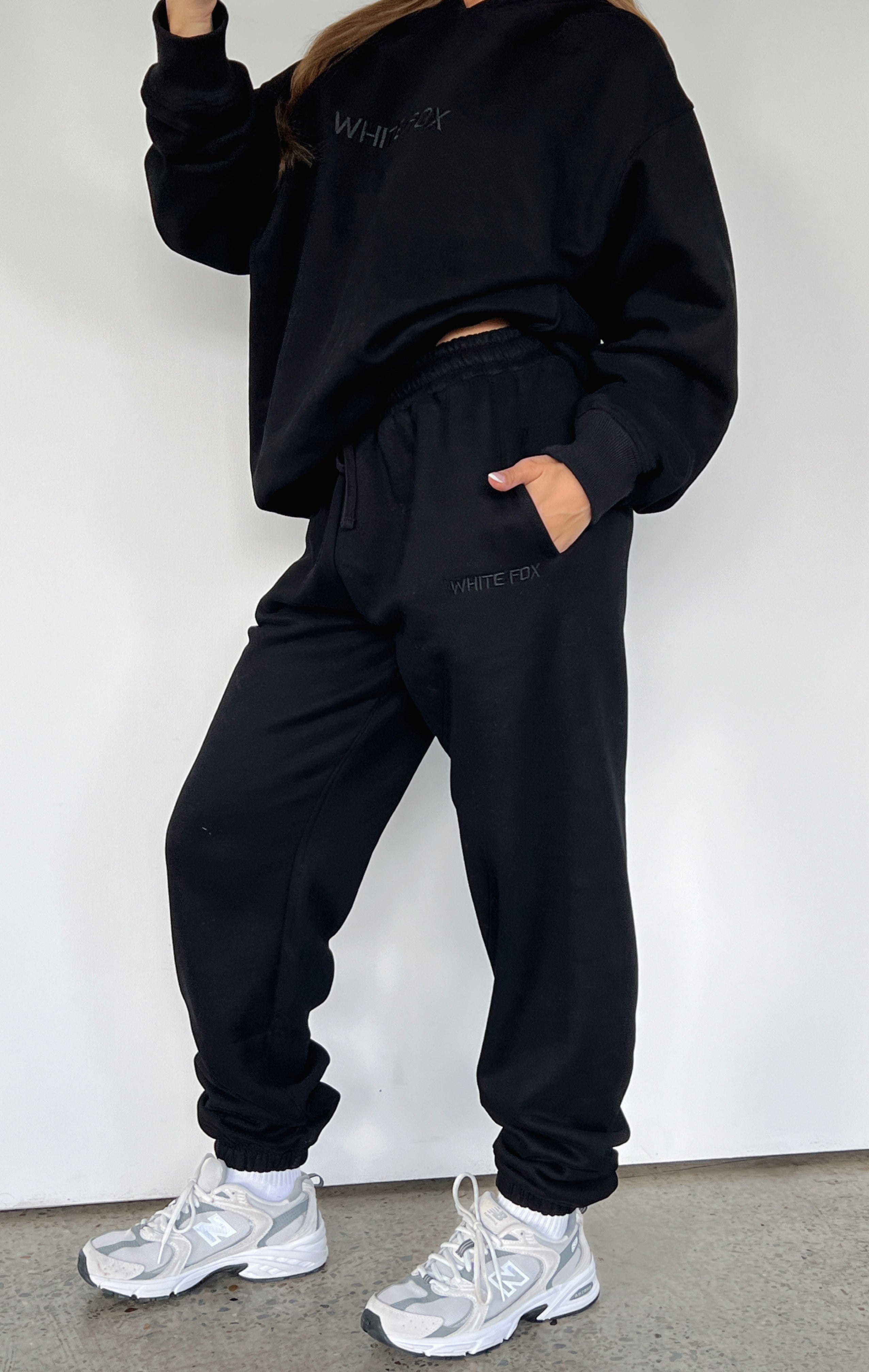 Stay Lifted Sweatpants Black | White Fox Boutique UK