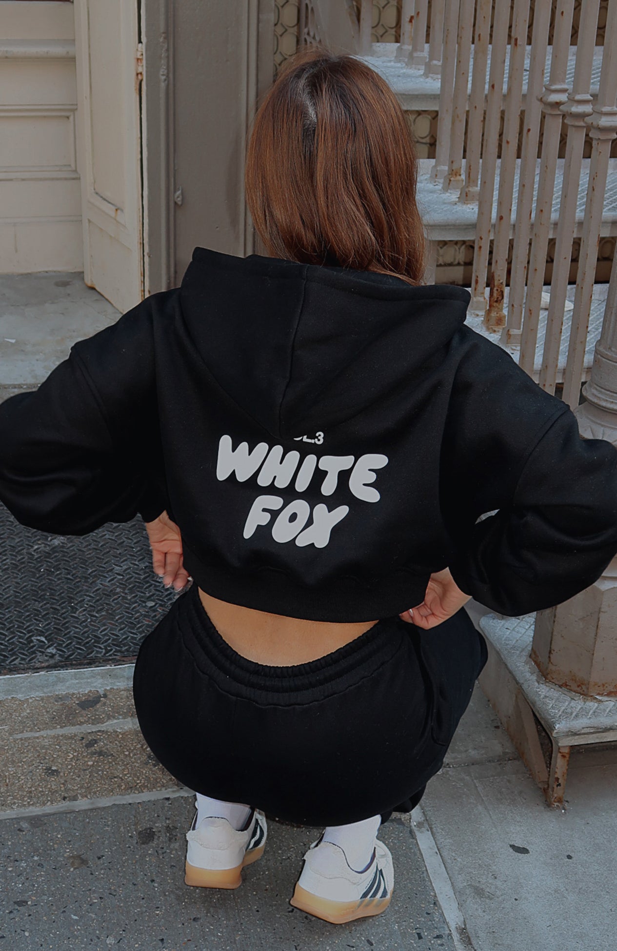 Offstage Cropped Zip Hoodie Monochrome | White Fox Boutique UK