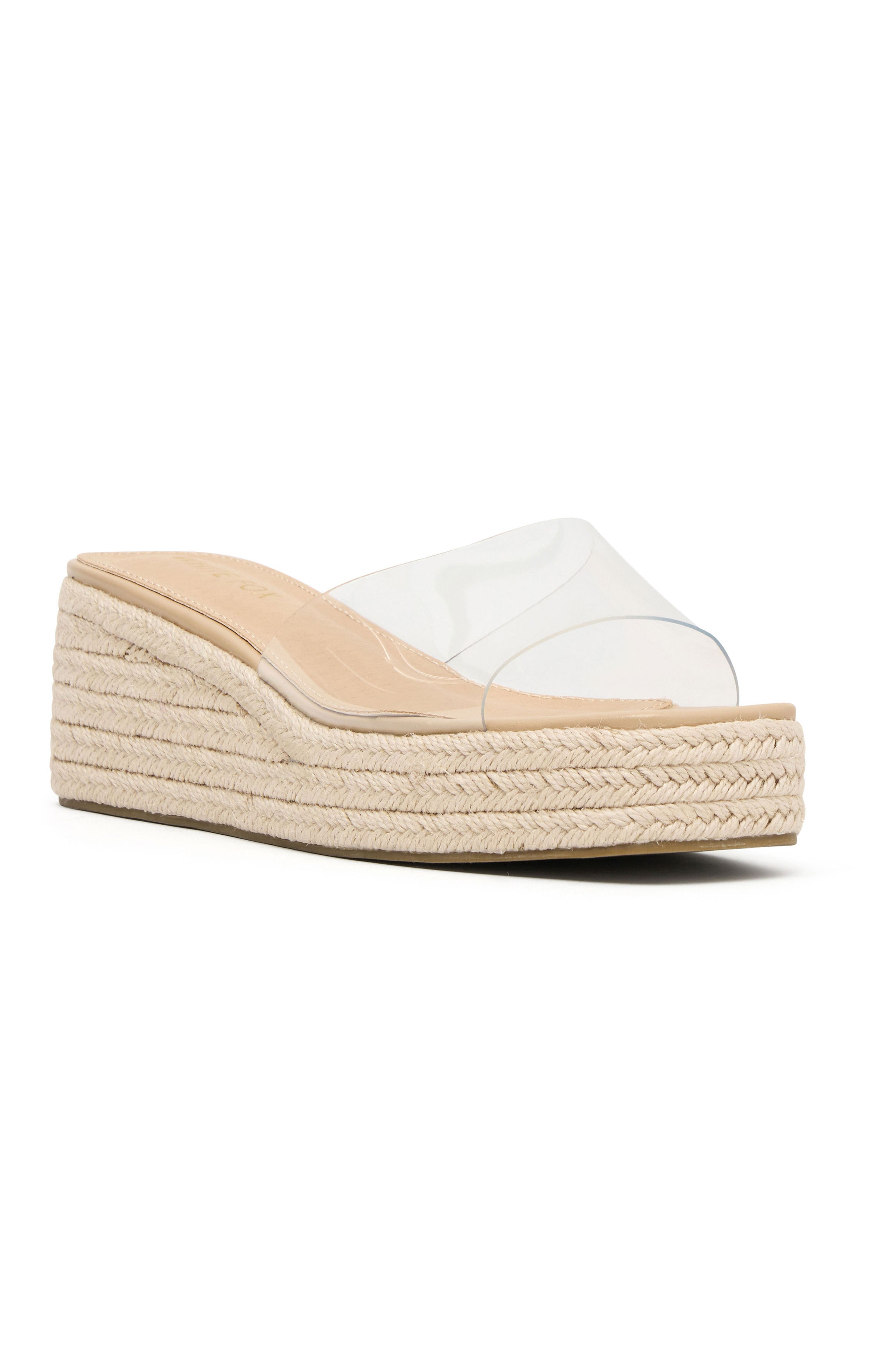 Rayna Platform Slides Natural Woven | White Fox Boutique UK