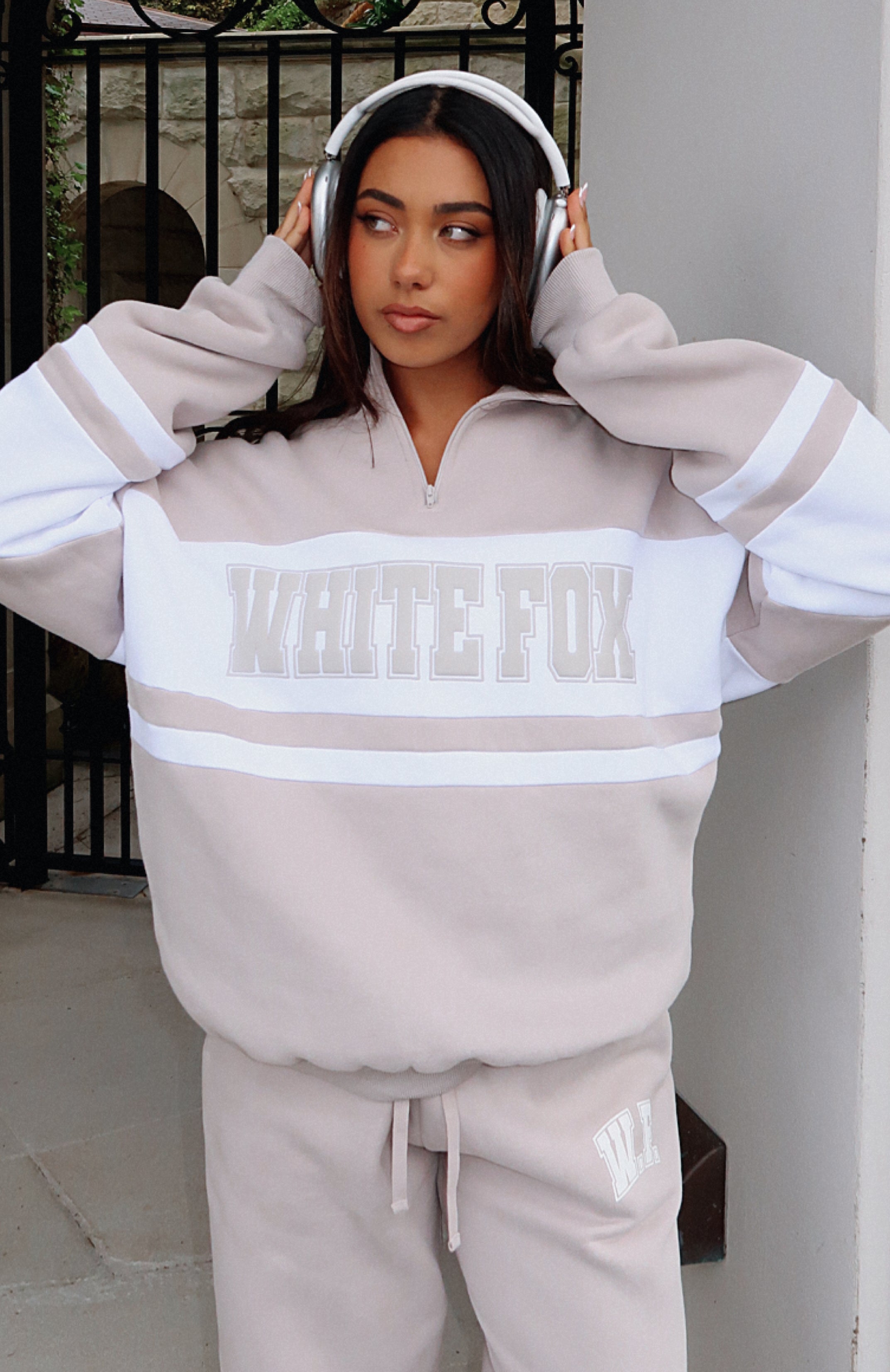 Decade Classics Varsity Zip Front Sweater Moonwhite White Fox