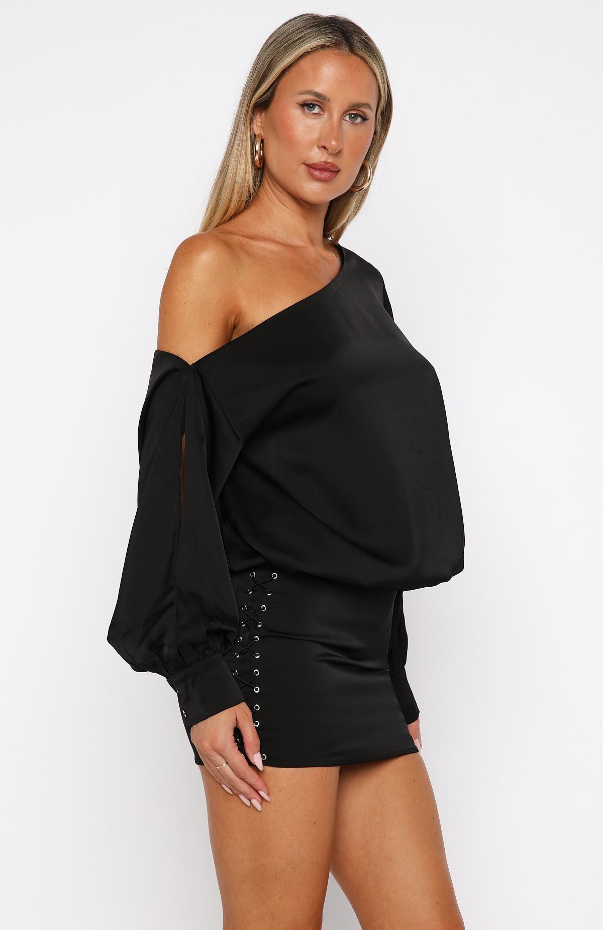 Love Letter Long Sleeve Mini Dress Black | White Fox Boutique UK