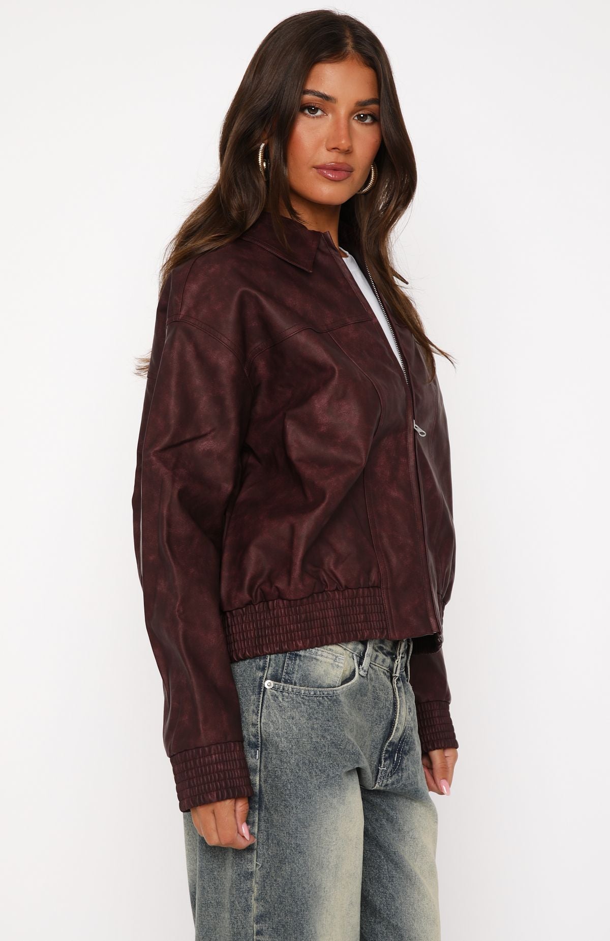 Make Things Right PU Bomber Jacket Plum | White Fox Boutique UK