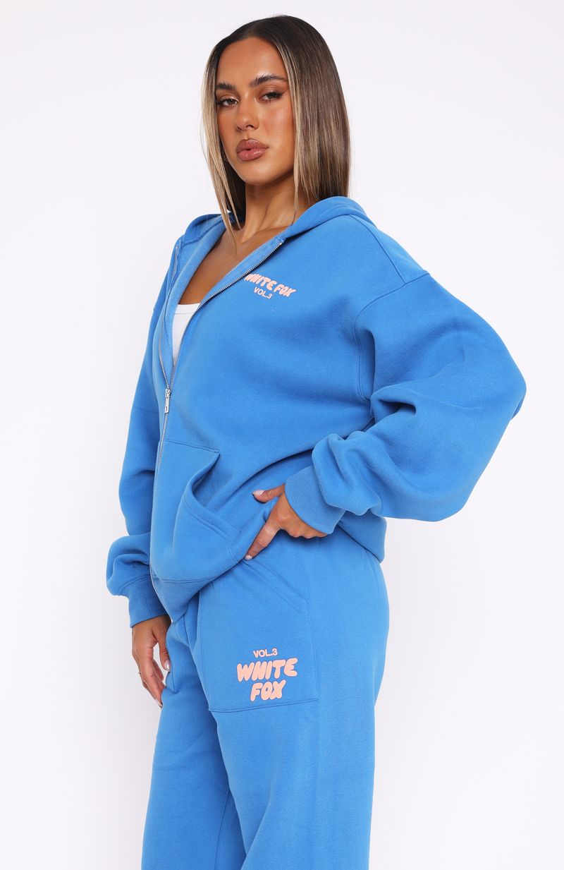 Offstage Zip Front Hoodie Azure | White Fox Boutique UK