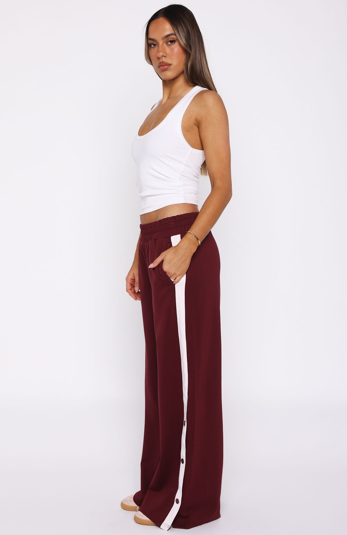 Our Bridges Burned Wide Leg Pants Burgundy | White Fox Boutique UK