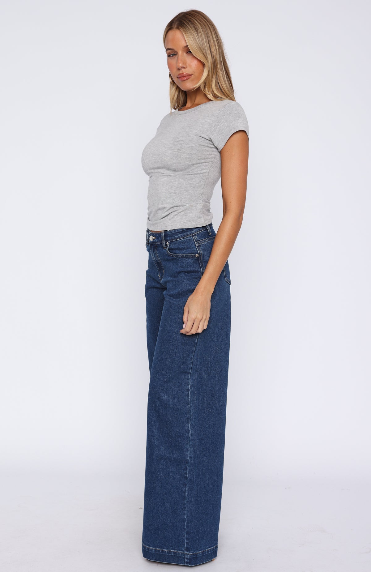 Elena Low Rise Wide Leg Jeans True Blue | White Fox Boutique UK