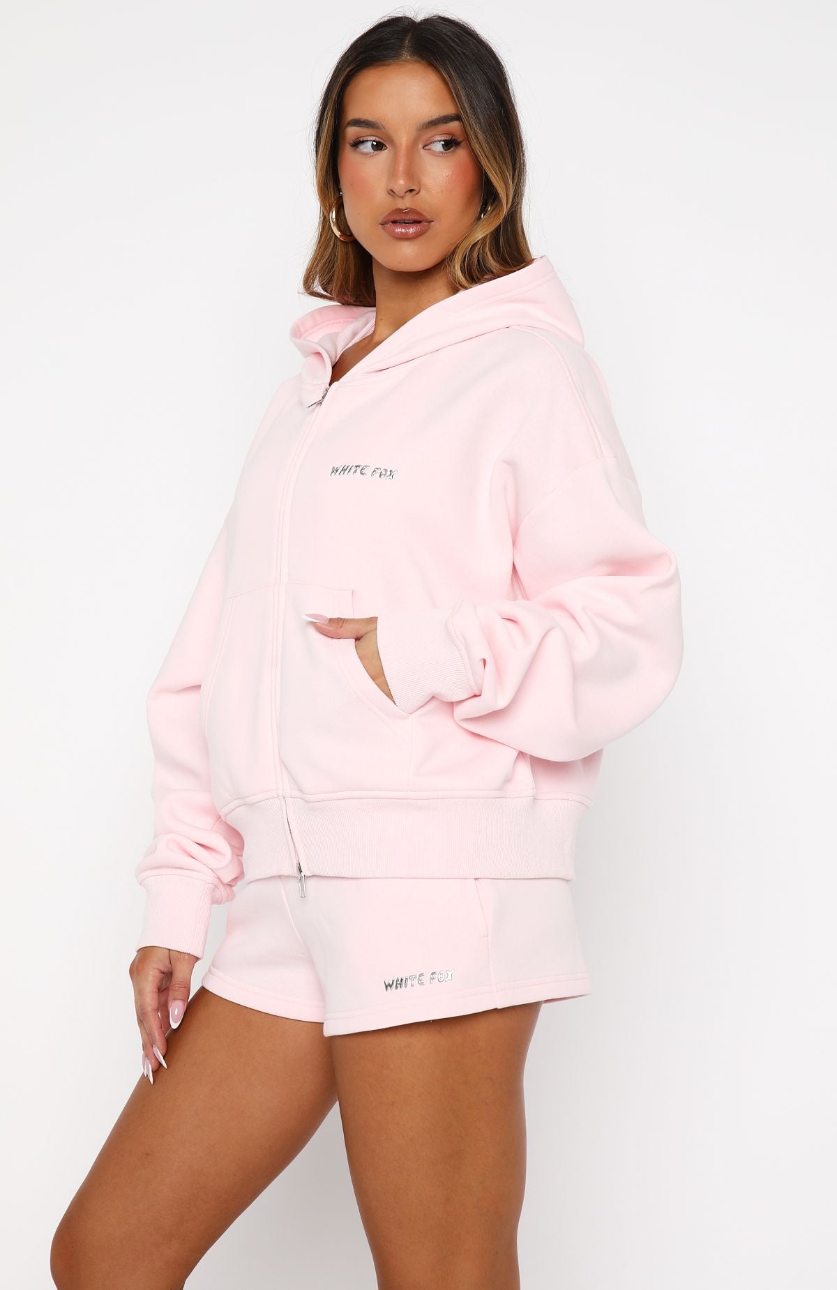 Test Drive Boxy Zip Front Hoodie Icy Pink | White Fox Boutique UK