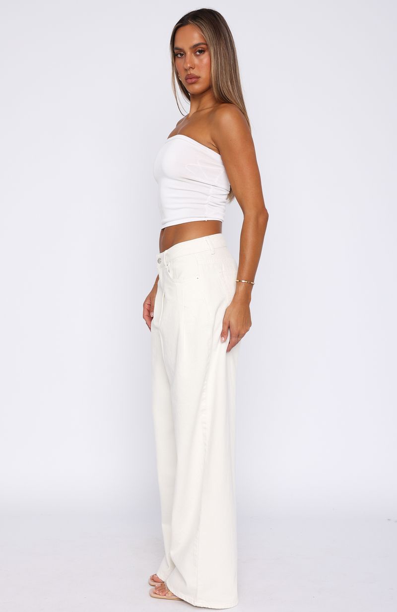 Iris Low Rise Wide Leg Jeans Off White | White Fox Boutique UK