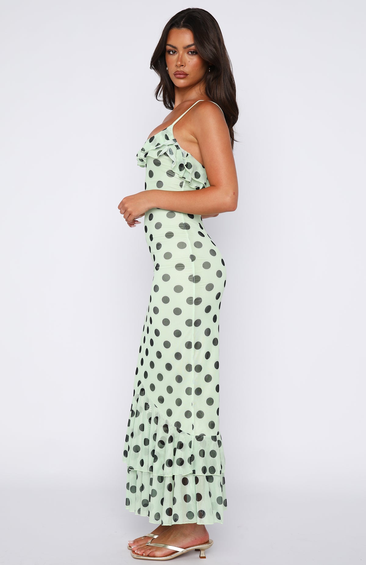 Amped Up Midi Dress Melon/Black Polka Dot | White Fox Boutique UK