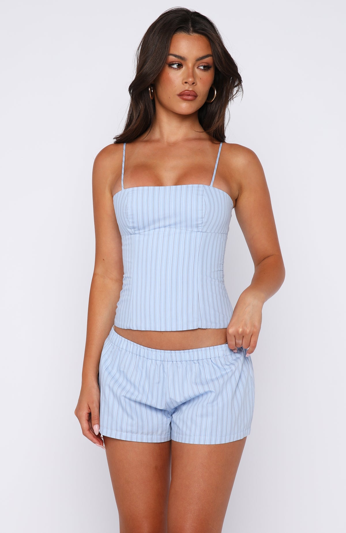 Born To Glow Bustier Blue Stripe | White Fox Boutique UK