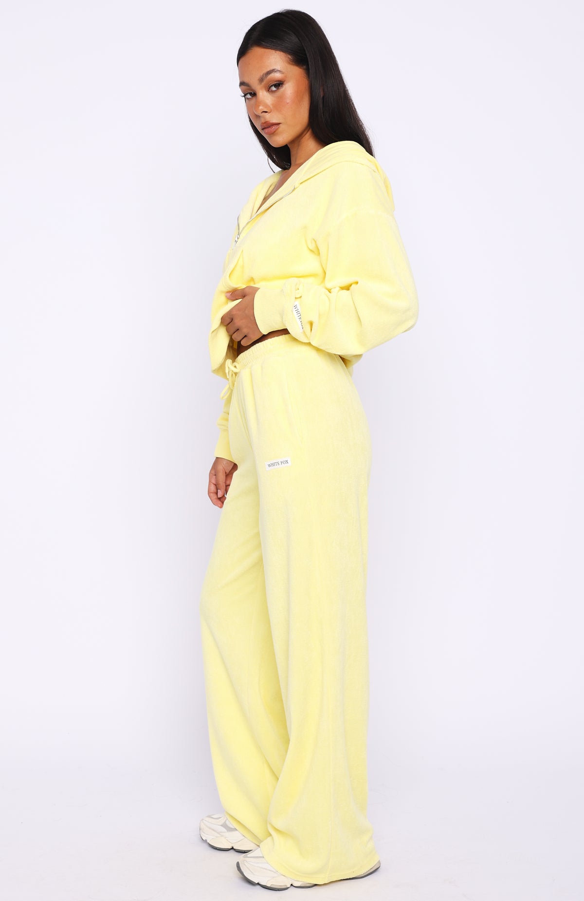 Causing Commotion Terry Wide Leg Sweatpants Lemon | White Fox Boutique UK