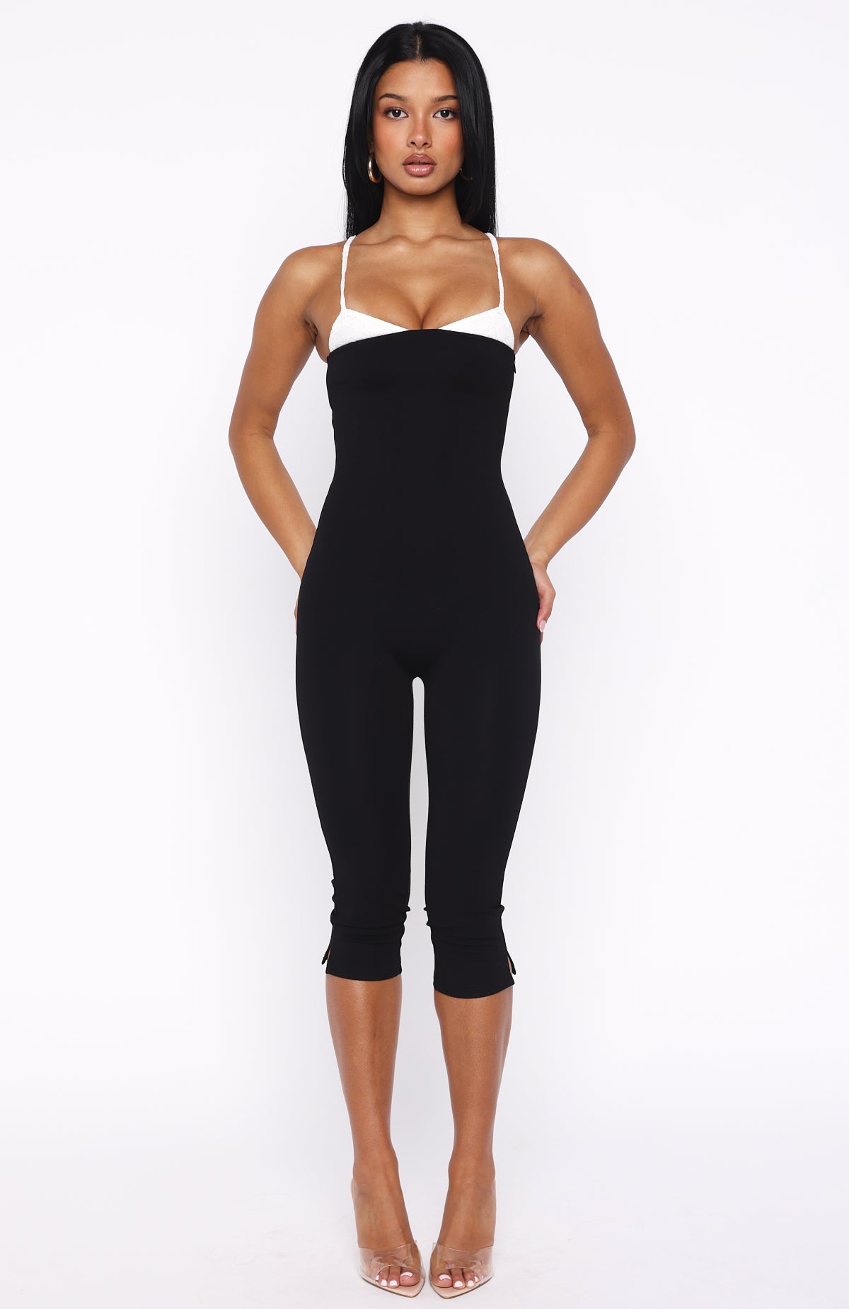 Come Back For Me Capri Jumpsuit Black | White Fox Boutique UK