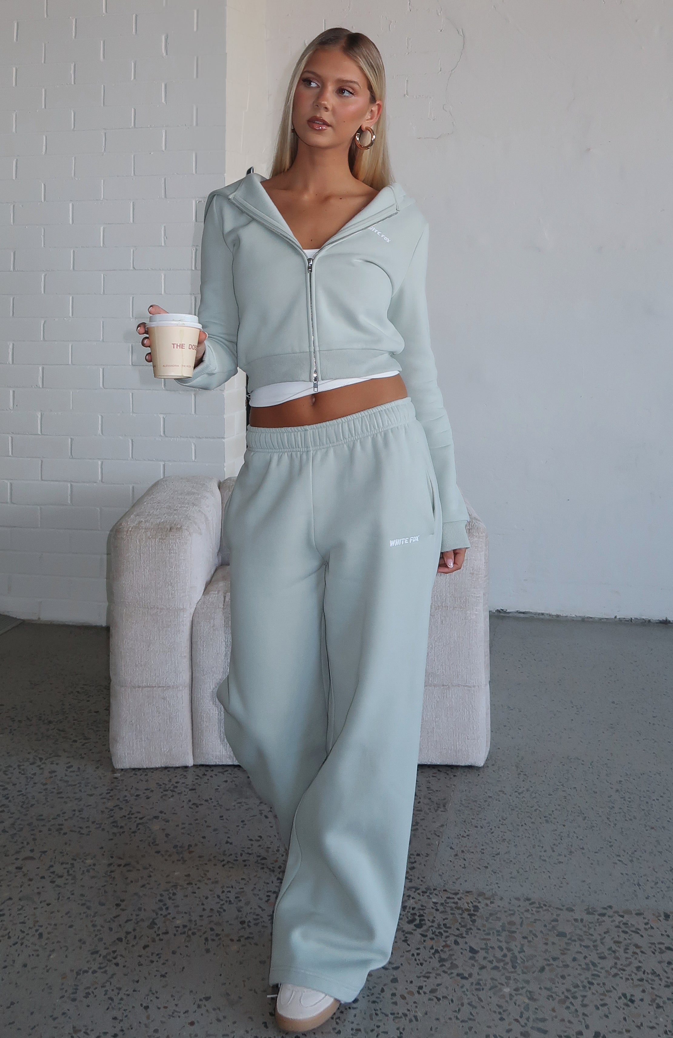 Comfy And Cute Wide Leg Sweatpants Seafoam | White Fox Boutique UK