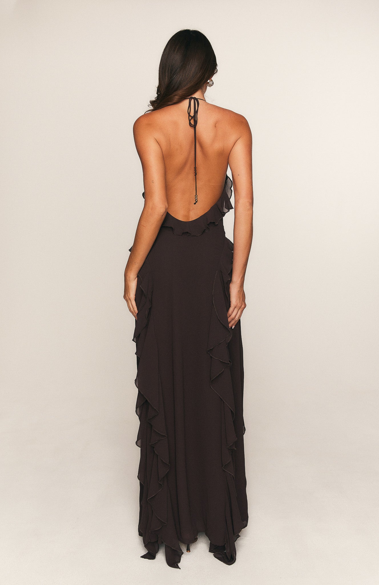 Control The Vibe Halter Maxi Dress Chocolate | White Fox Boutique UK