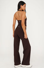 Crushing Mid Rise Wide Leggings Dark Chocolate | White Fox Boutique UK