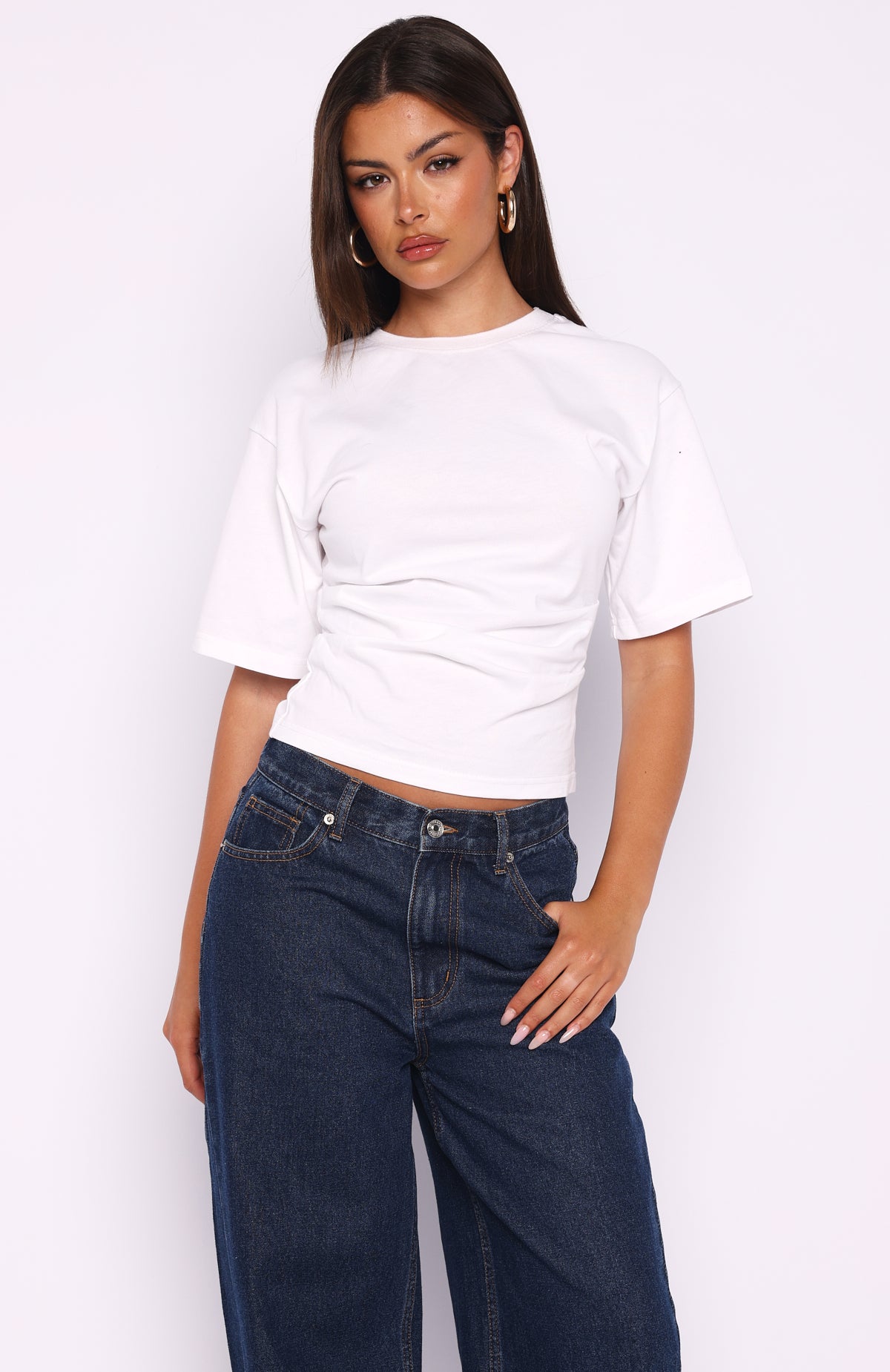 Destination Unknown Cinched Waist Boxy Tee White | White Fox Boutique UK