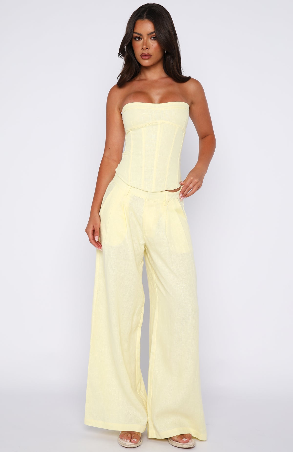Unfinished Feelings Pants Lemon | White Fox Boutique UK