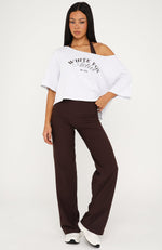 Far Away Off Shoulder Cropped Tee Grey Marle | White Fox Boutique UK
