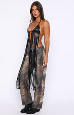 Here We Go PU Fringe Top Black | White Fox Boutique UK