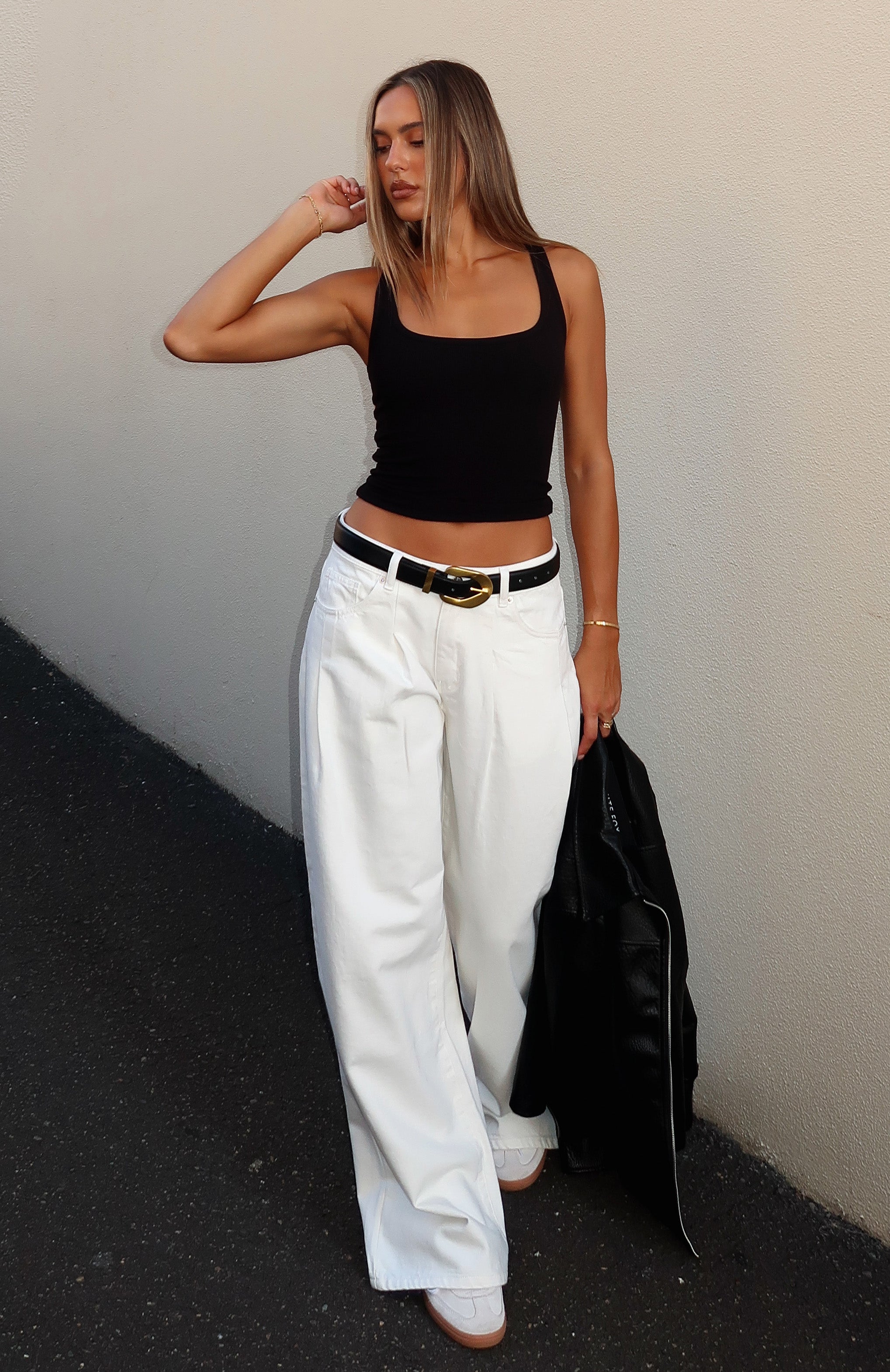 Iris Low Rise Wide Leg Jeans Off White | White Fox Boutique UK