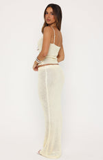 Star Shining Sequin Knit Maxi Skirt Lemon | White Fox Boutique UK