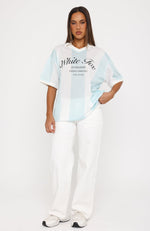 Make Moves Oversized Jersey Teal/White Stripe | White Fox Boutique UK