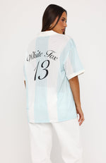 Make Moves Oversized Jersey Teal/White Stripe | White Fox Boutique UK