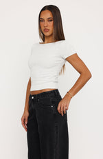 Not Like The Rest Short Sleeve Top Grey Marle | White Fox Boutique UK