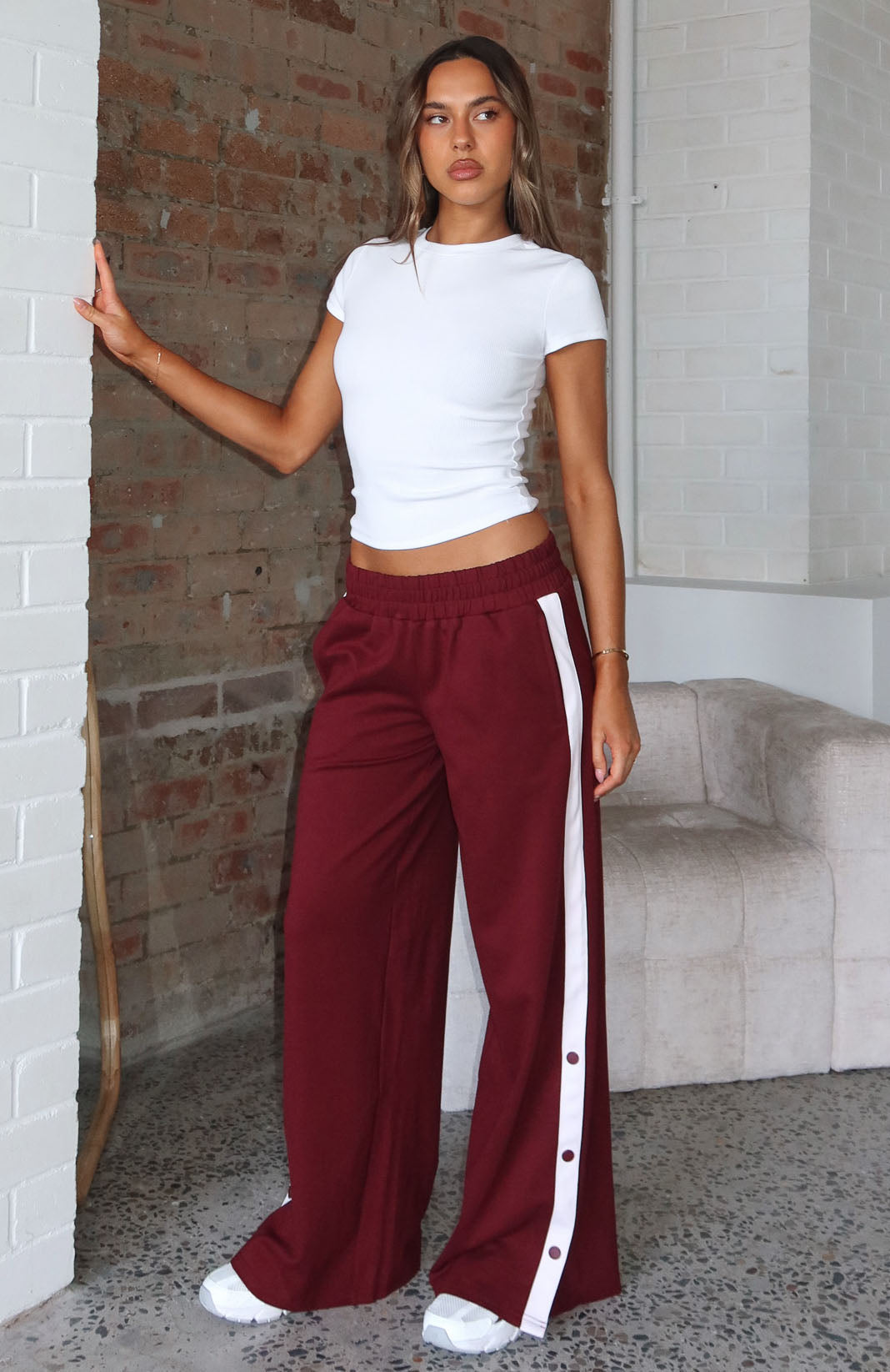 Our Bridges Burned Wide Leg Pants Burgundy | White Fox Boutique UK