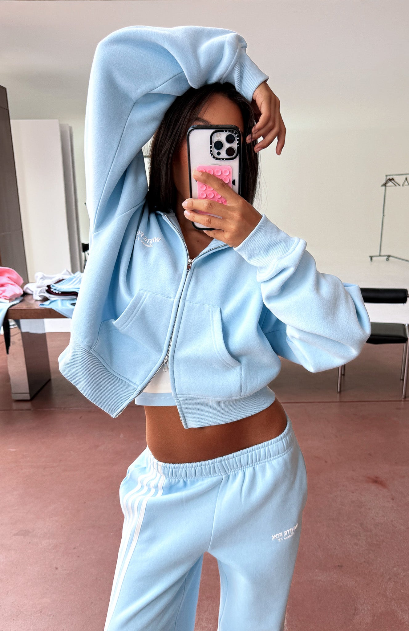 Release 15 Asalia Boxy Zip Front Hoodie Blue | White Fox Boutique UK