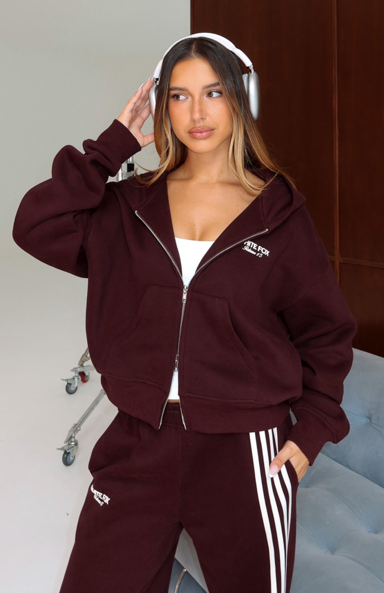 Release 15 Asalia Boxy Zip Front Hoodie Plum | White Fox Boutique UK