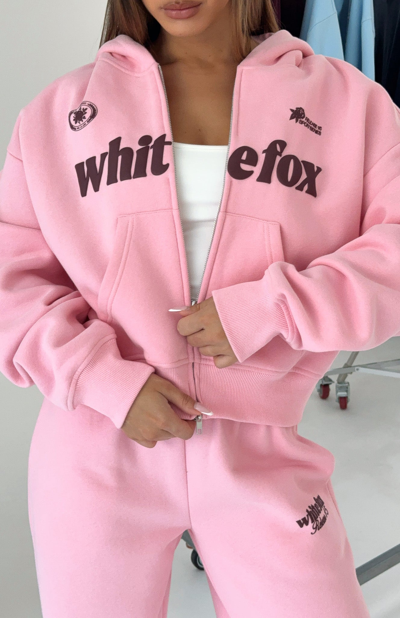 Release 15 Janie Boxy Zip Front Hoodie Pink | White Fox Boutique UK