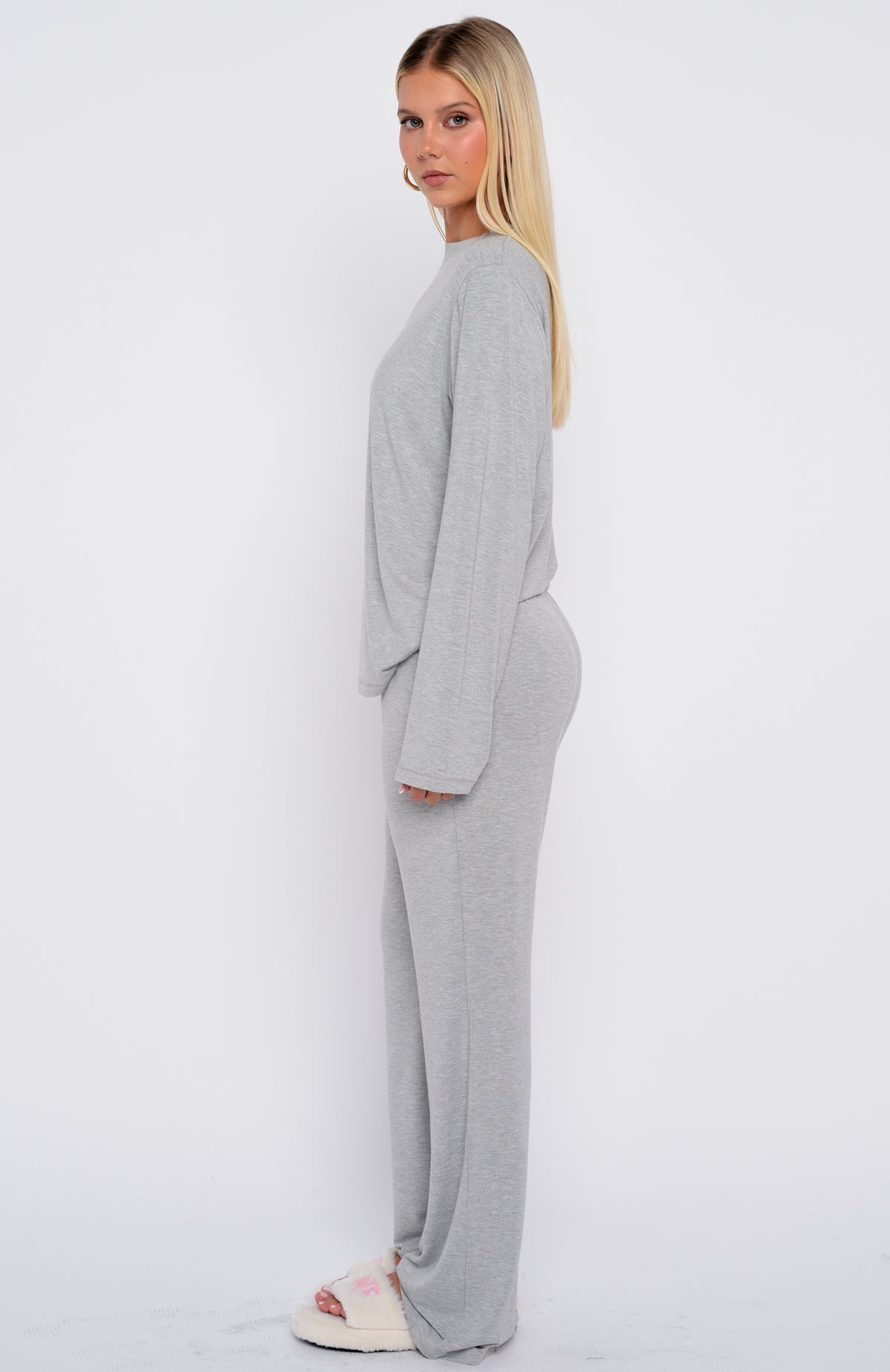 Slow Life Pyjama Pants Grey Marle | White Fox Boutique UK