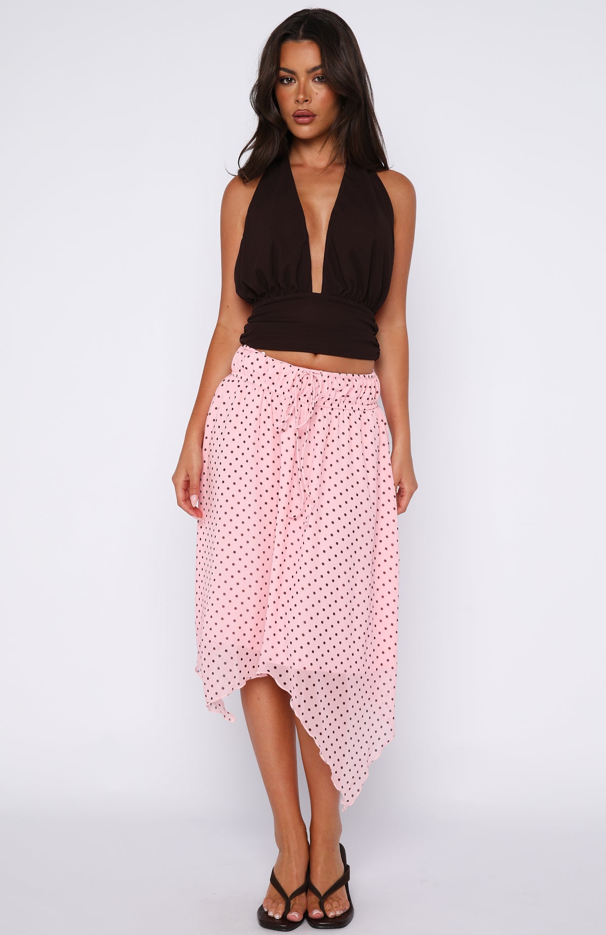 Static Soul Midi Skirt Pink Polka Dot | White Fox Boutique UK
