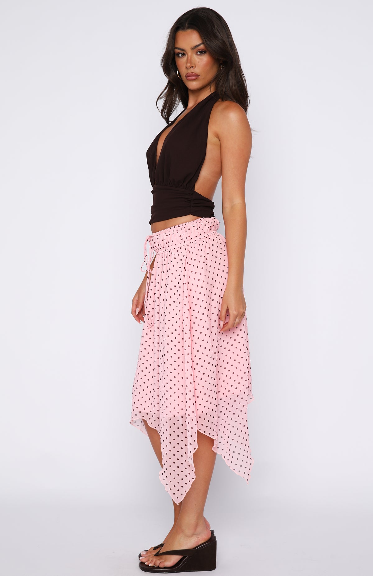 Static Soul Midi Skirt Pink Polka Dot | White Fox Boutique UK