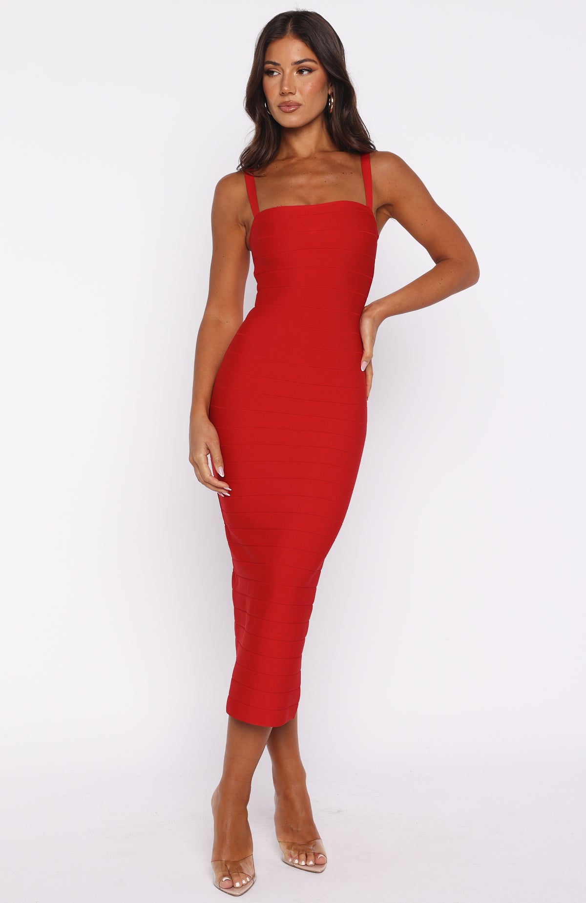 Sugar And Spice Bandage Midi Dress Red | White Fox Boutique UK