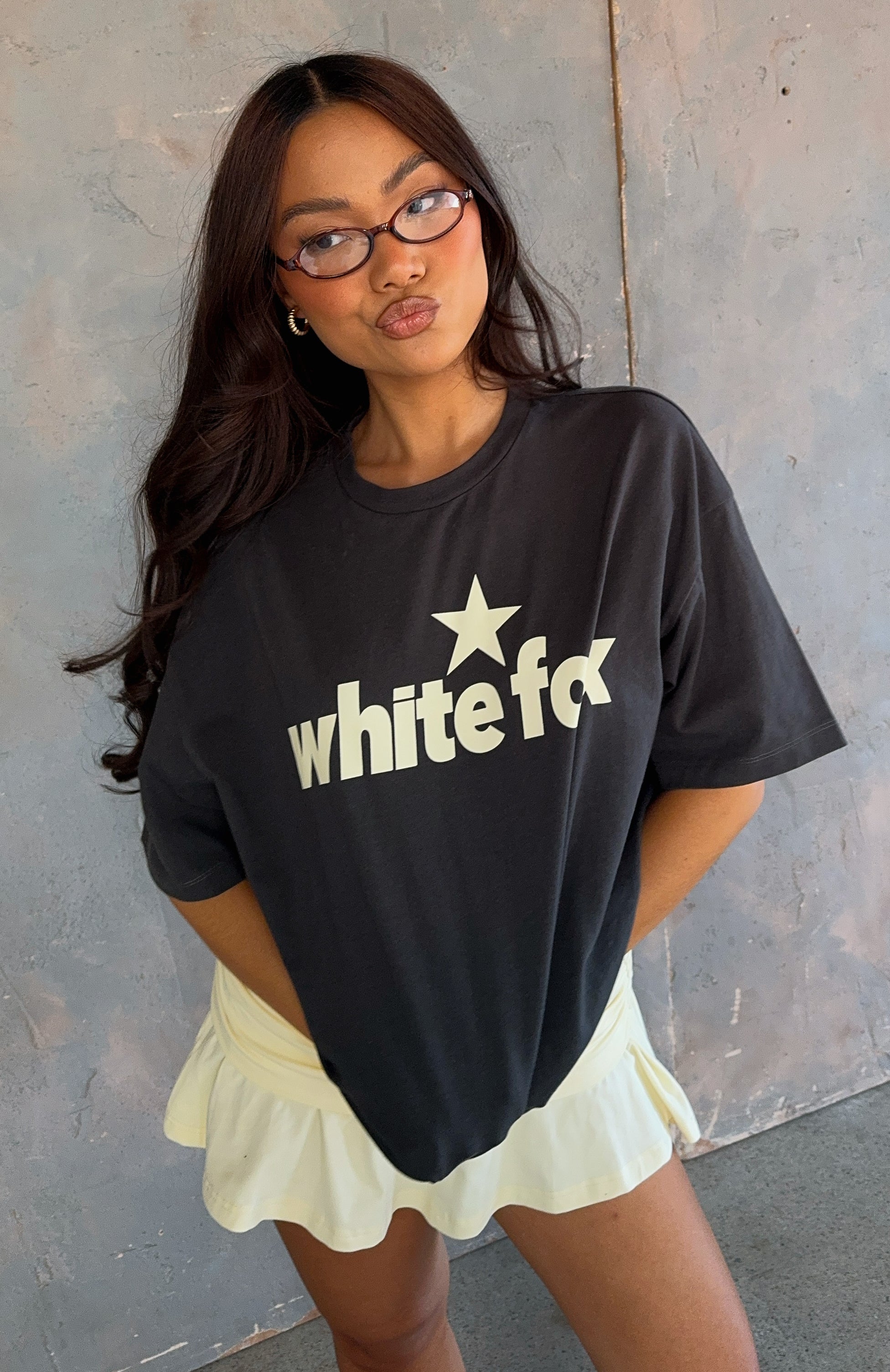 From The Archives Charli Oversized Tee Charcoal | White Fox Boutique UK