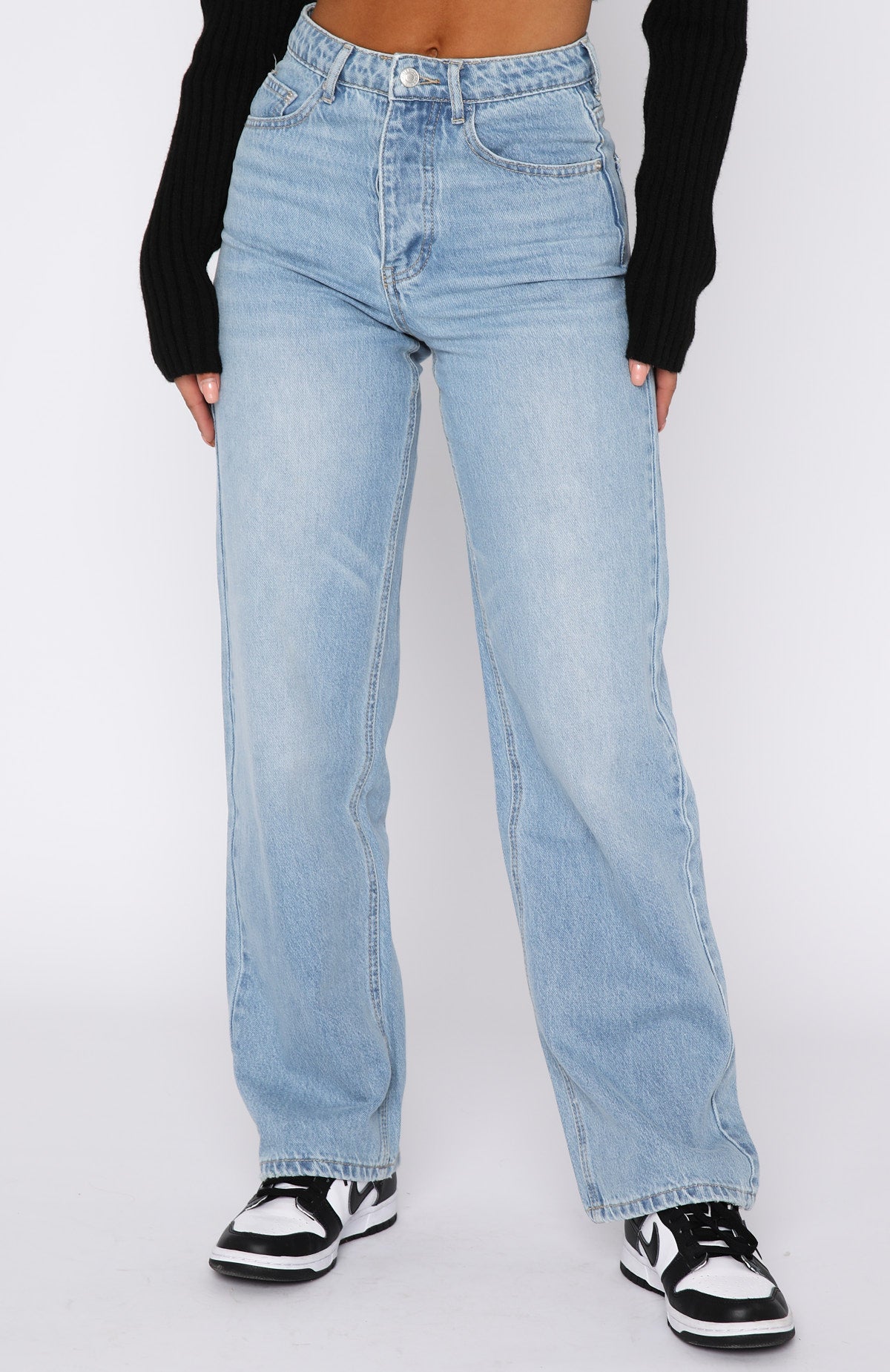 One Call Away High Rise Straight Leg Jeans Vintage Mid Blue | White Fox ...