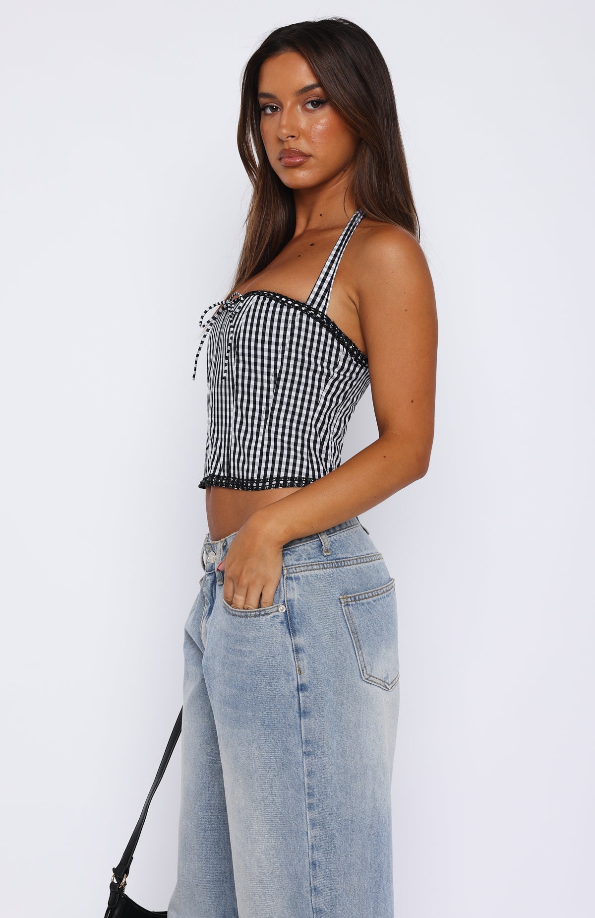Have To Let Go Bustier Black Gingham | White Fox Boutique UK