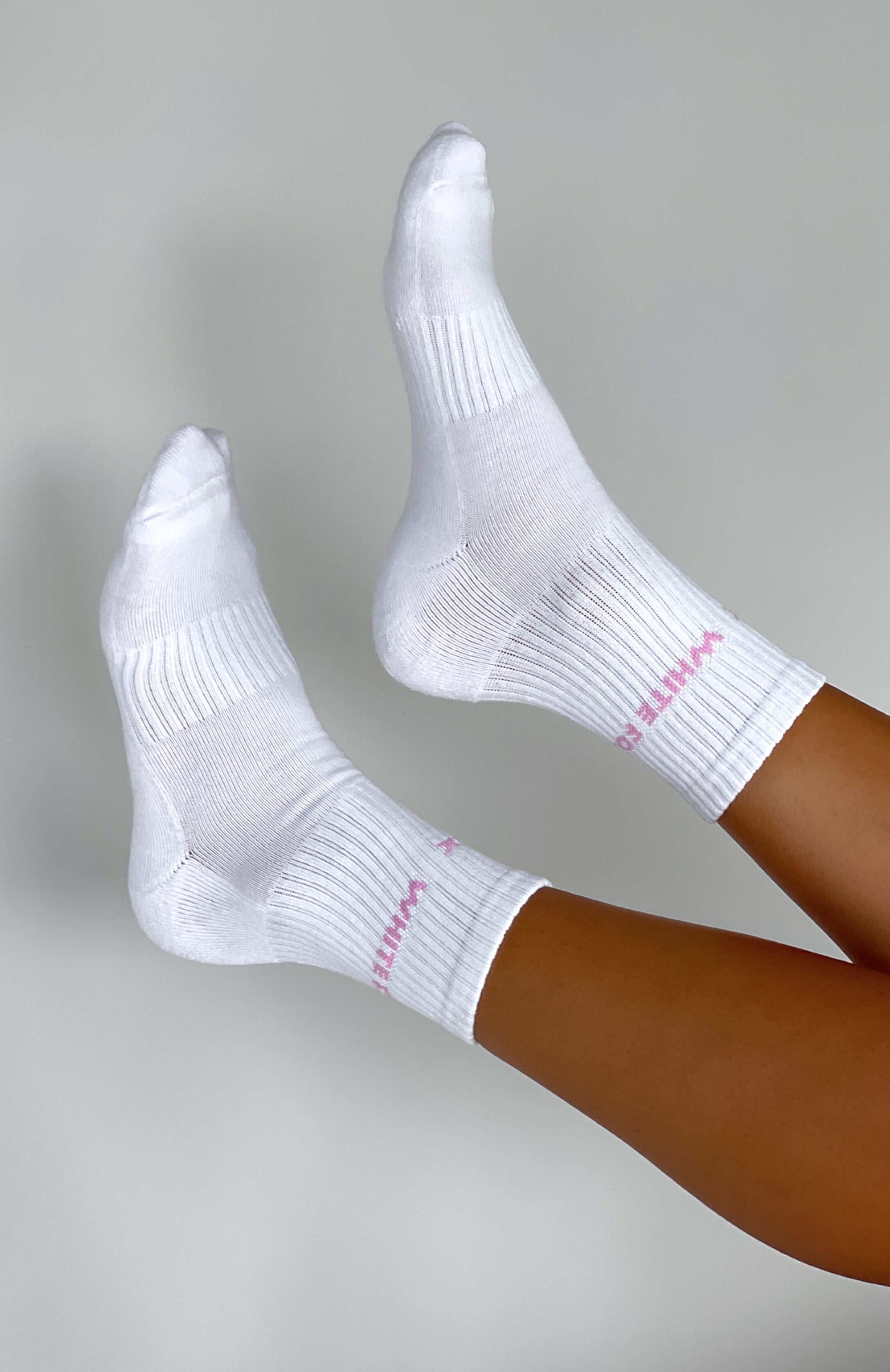 All For It Socks White/Pink | White Fox Boutique UK