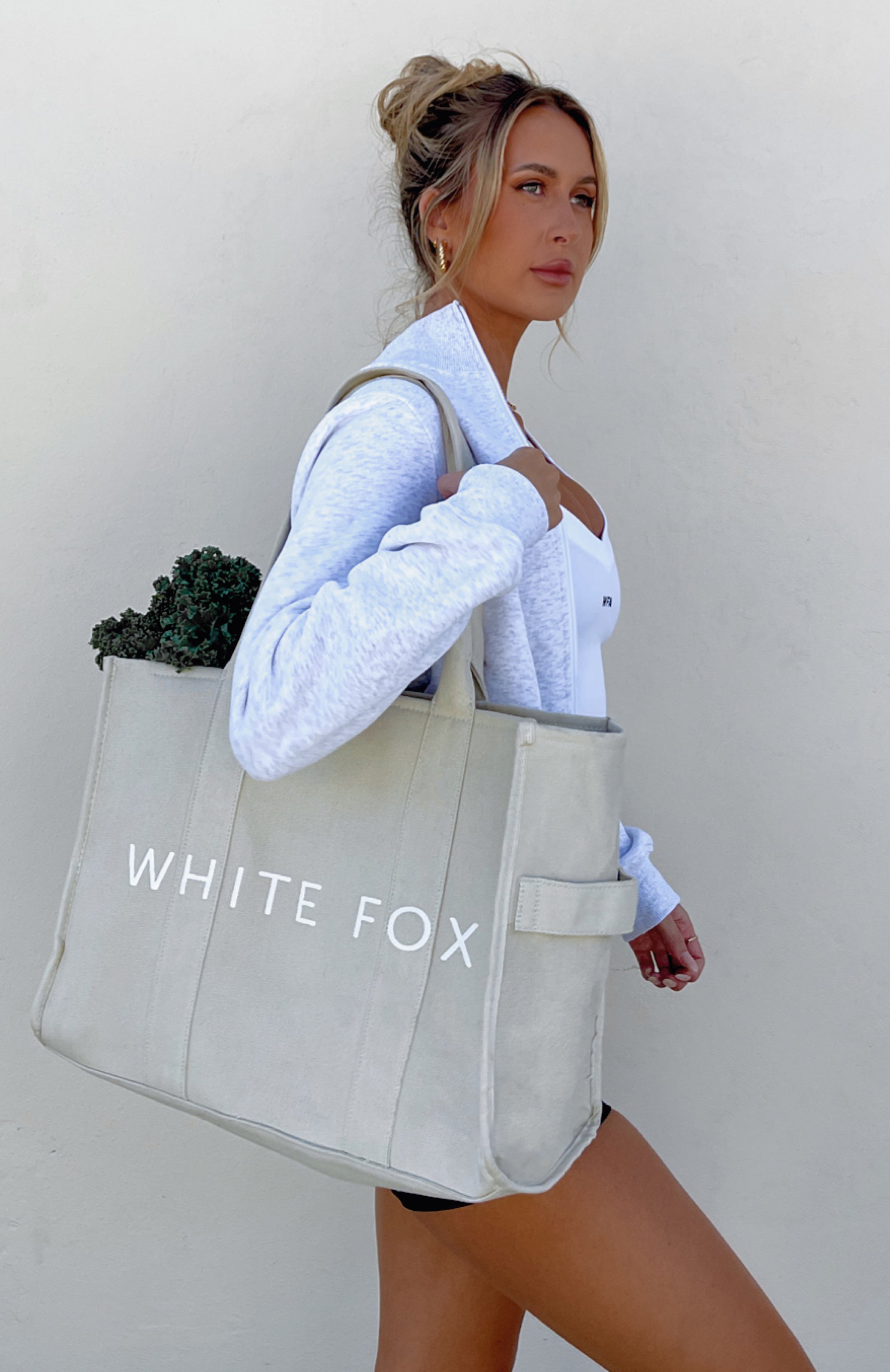 White Fox Tote Bag Beige | White Fox Boutique UK